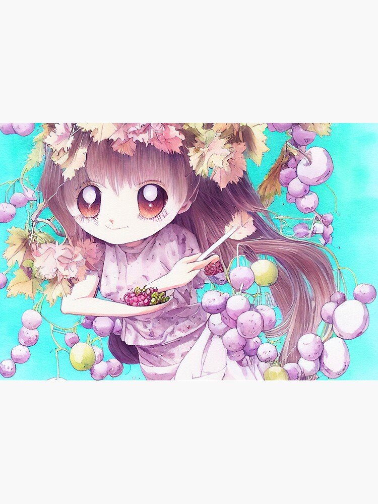 "Kawaii Chibi Grape Girl" Sticker for Sale by MyJourney135 | Redbubble