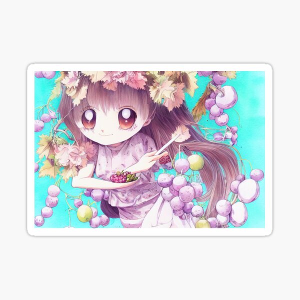 "Kawaii Chibi Grape Girl" Sticker for Sale by MyJourney135 | Redbubble