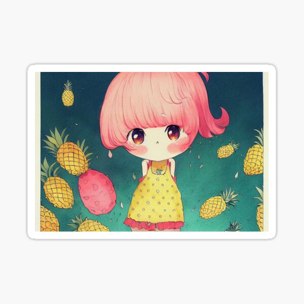 "Kawaii Chibi Pineapple Girl" Sticker for Sale by MyJourney135 | Redbubble