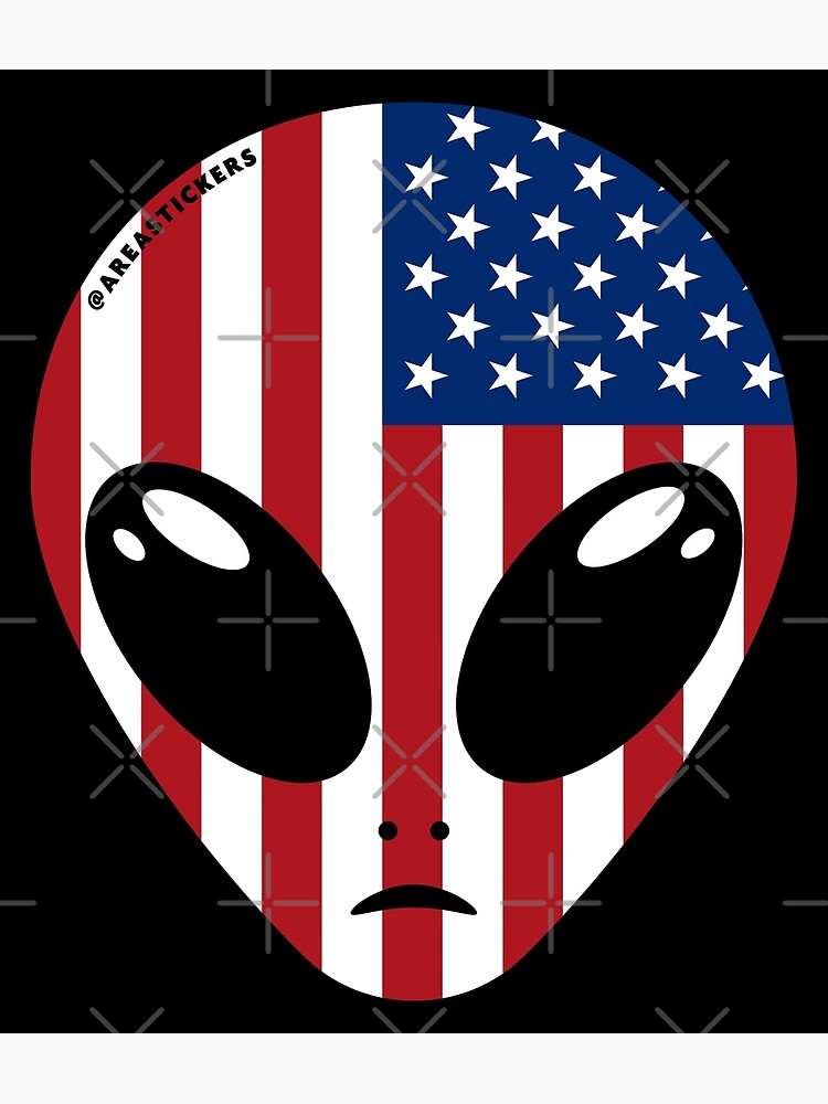 "Alien head - United States flag skin" Poster for Sale by AreaStickers ...