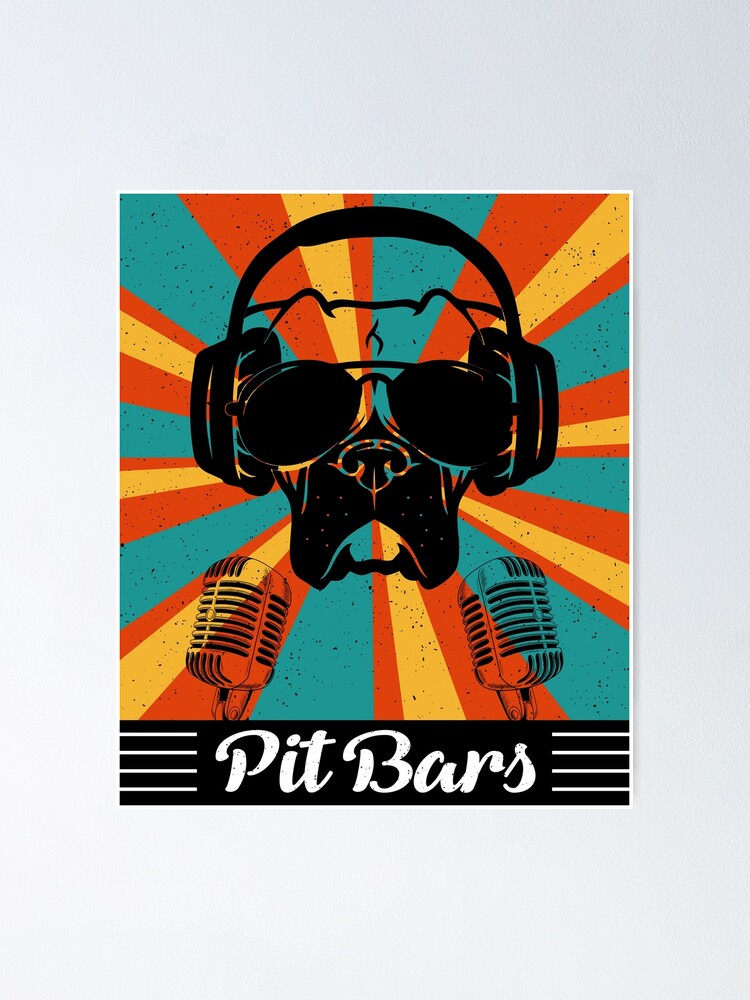 "Vintage Pitbull Rapper With Pit Bars Headphones" Poster for Sale by ...