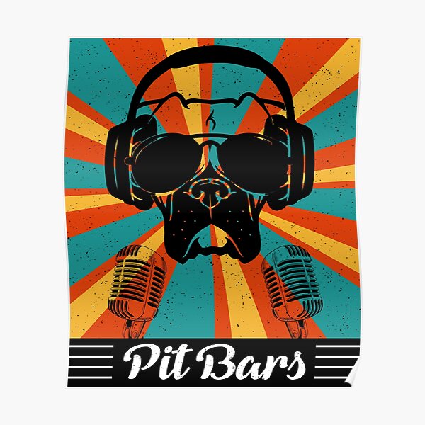 "Vintage Pitbull Rapper With Pit Bars Headphones" Poster for Sale by ...