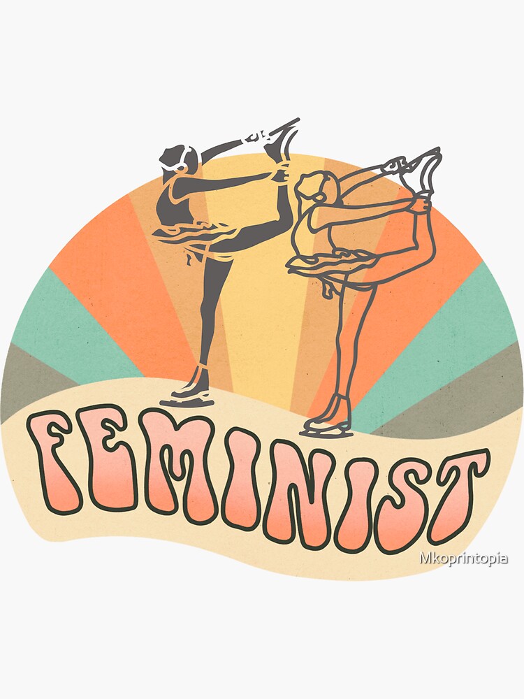 "Feminist Figure Skating Retro Girls" Sticker for Sale by Mkoprintopia ...