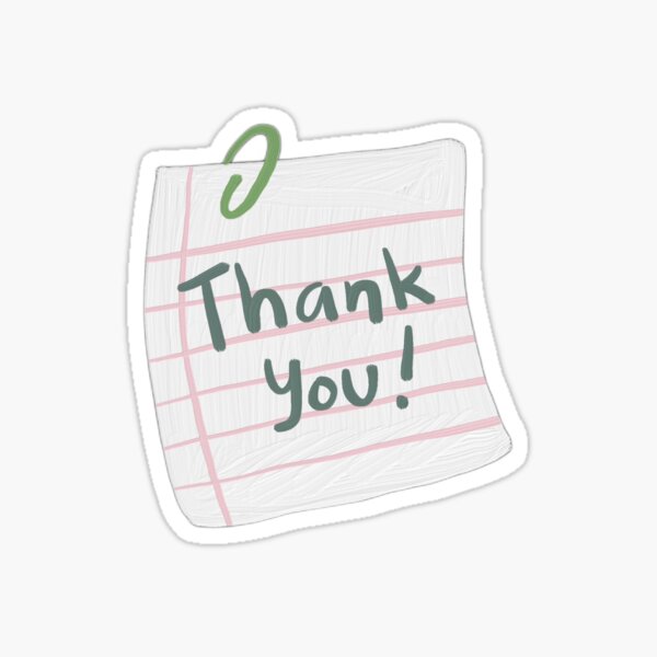 "Thank You note sticker" Sticker for Sale by ShubhiDesigns | Redbubble