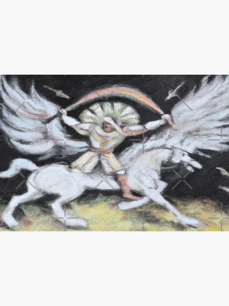 "A wonderful and colorful oil-pastel drawing of a white Valkyrie ...