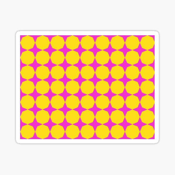 "Pink and Yellow Octagons and Four Point Stars Print" Sticker for Sale ...