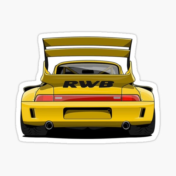 "Porsche Widebody in Yellow" Sticker for Sale by TheArtOfClothes ...
