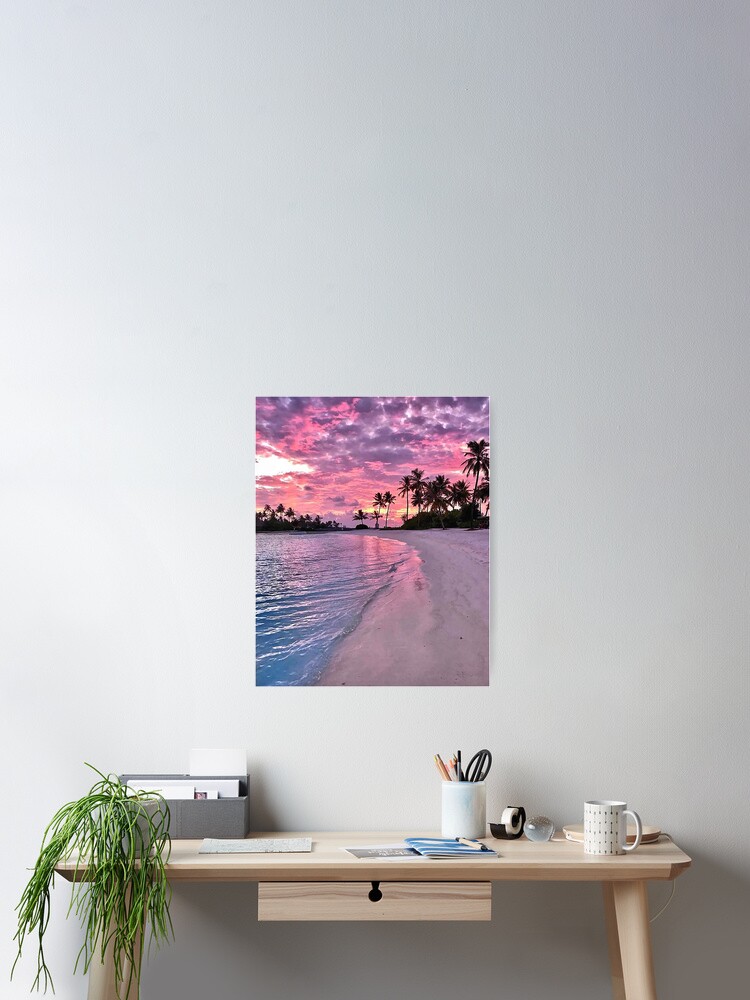 Poster for Sale mit "Sonnenuntergang am Strand, Tropischer Strand, Tropischer Sonnenuntergang ...