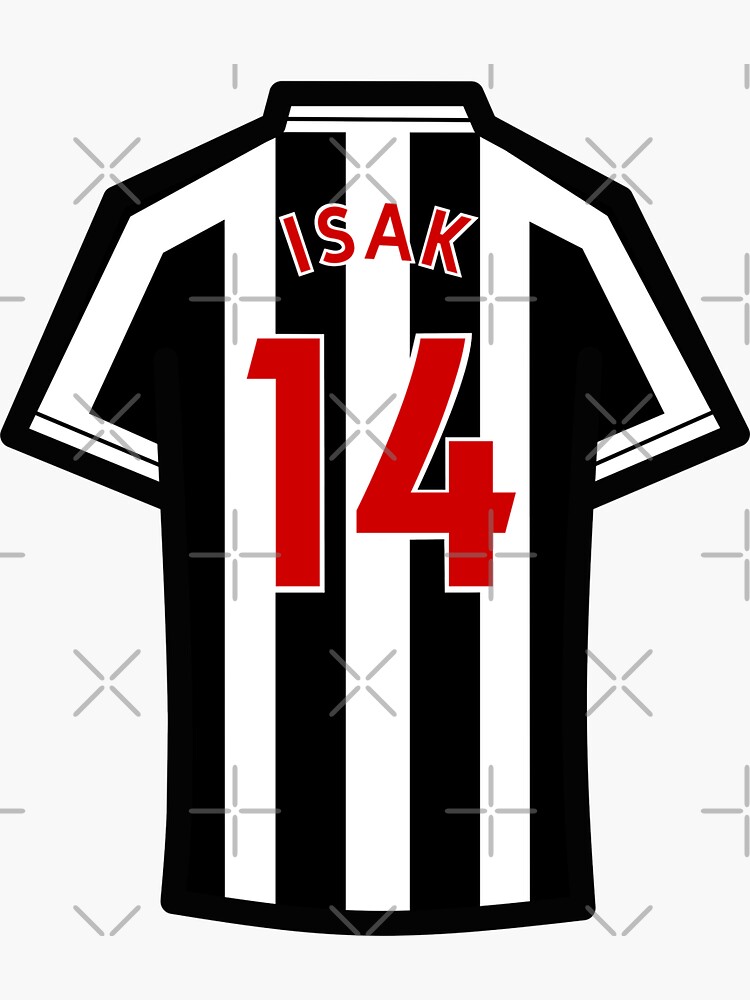 "Isak #14 NU Black White Football Jersey Icon" Sticker for Sale by ...