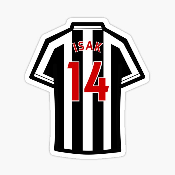 "Isak #14 NU Black White Football Jersey Icon" Sticker for Sale by ...