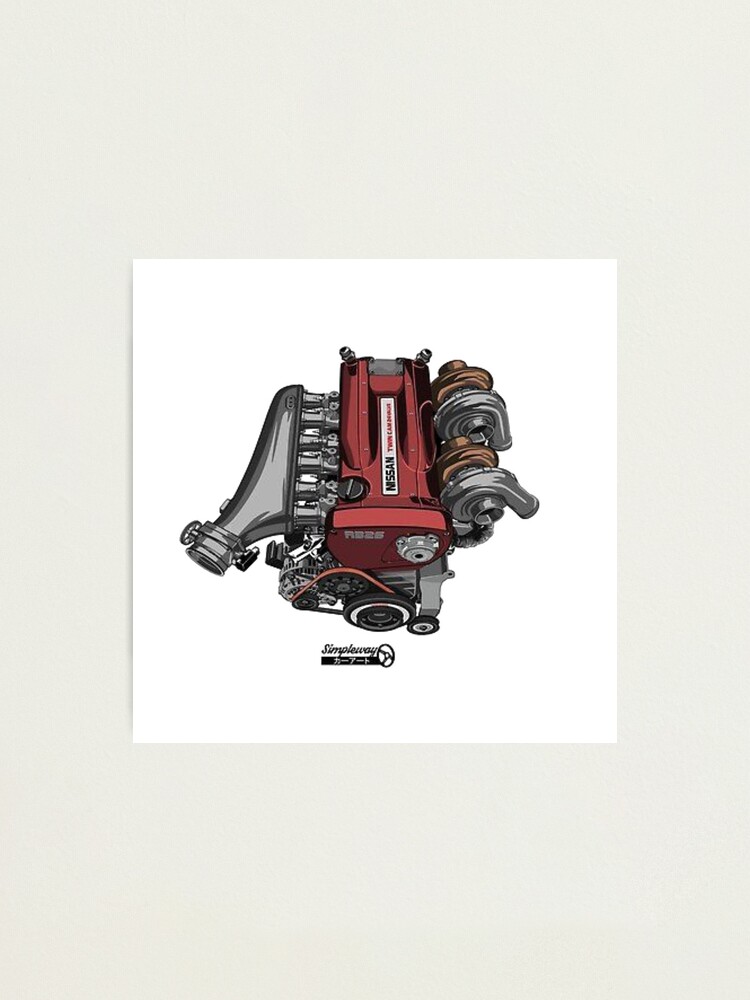 "Nissan RB26 Engine Drawing" Photographic Print for Sale by ...