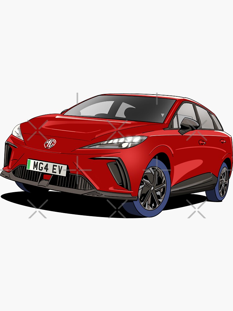 "MG4 EV in Dynamic Red" Sticker for Sale by Webazoot Industries | Redbubble