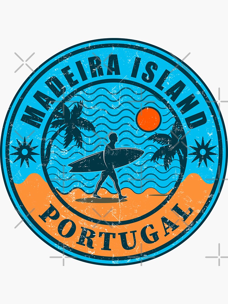 "Madeira island Portugal beach - retro blue sky" Sticker for Sale by ...