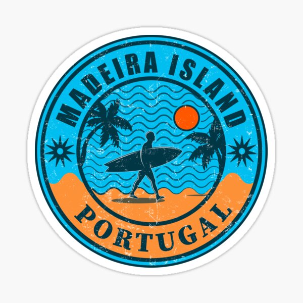 "Madeira island Portugal beach - retro blue sky" Sticker for Sale by ...