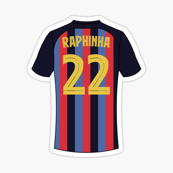 "Raphinha Barcelona football jersey number 22" Sticker for Sale by ...