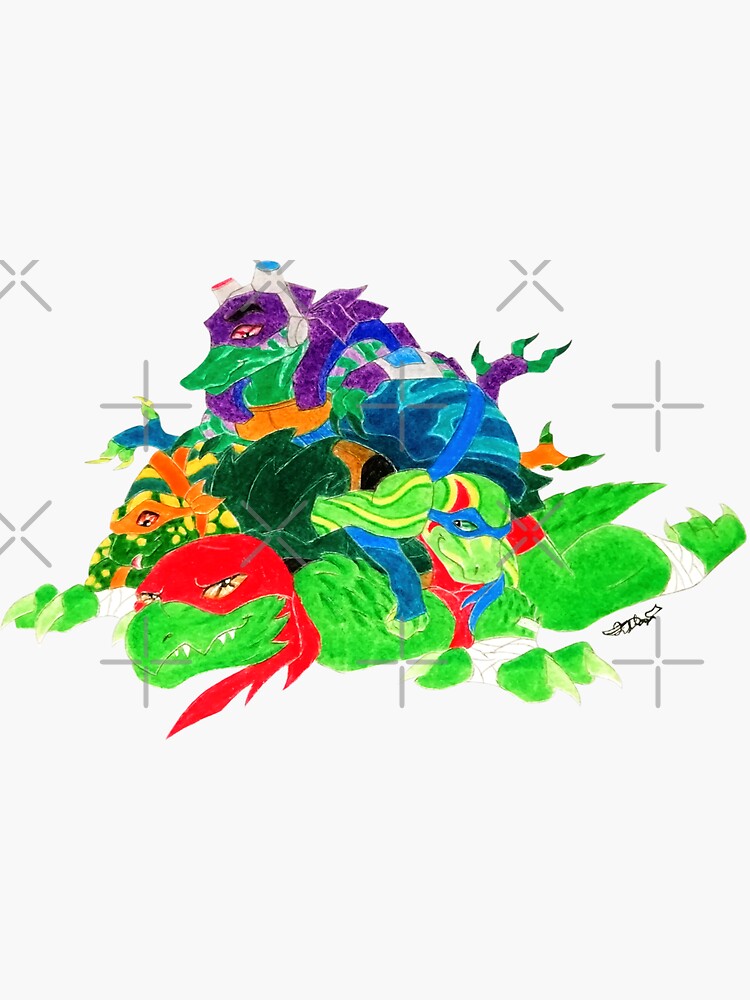 "Turtle Pile - Rise of the TMNT" Sticker for Sale by Lycoris-art ...