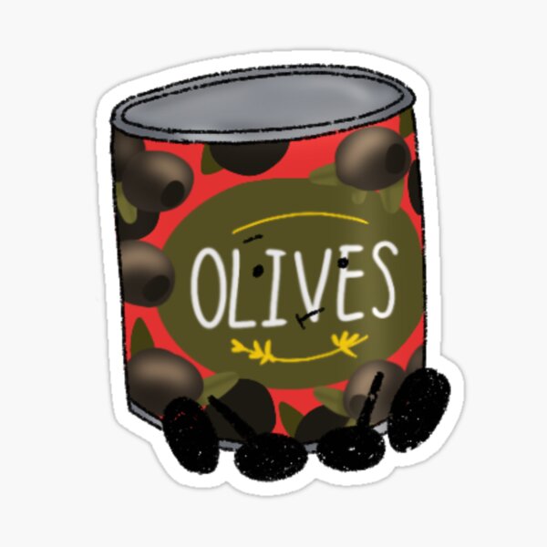 "Olives Can" Sticker for Sale by GoldfeatherArts | Redbubble