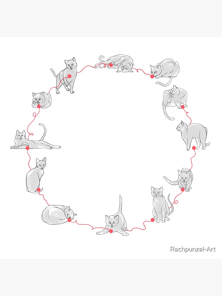 "Cats Circle (white)" Sticker for Sale by Rachpunzel-Art | Redbubble