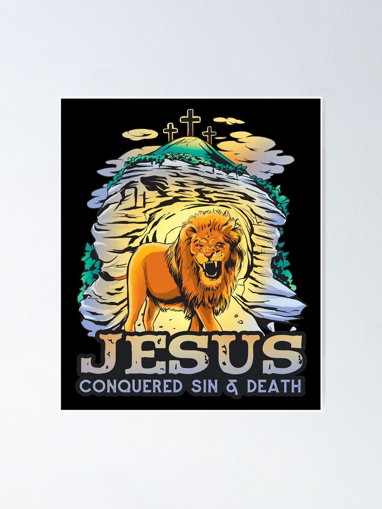 "Jesus Conquered Sin And Death Inspirational Lion Religious Gift Idea ...