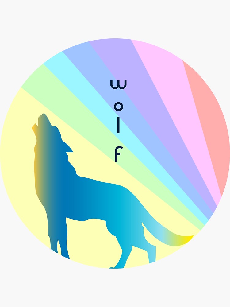 "Wolf howling at the moon with Colourful background" Sticker for Sale ...
