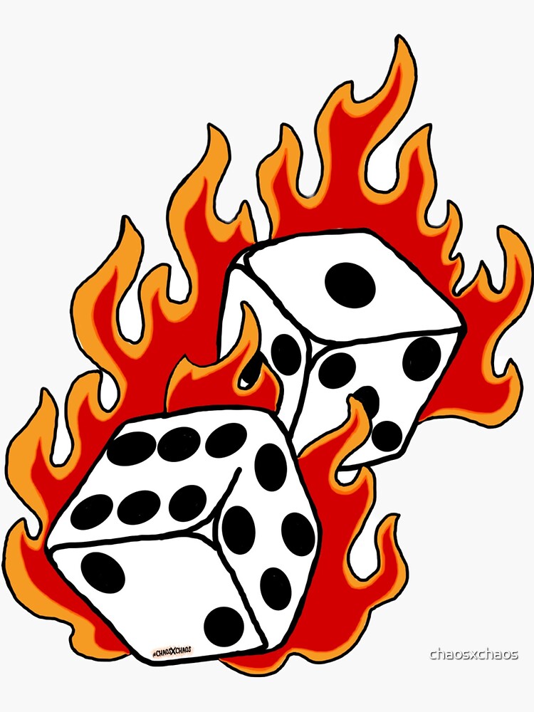"Flaming Dice" Sticker for Sale by chaosxchaos | Redbubble