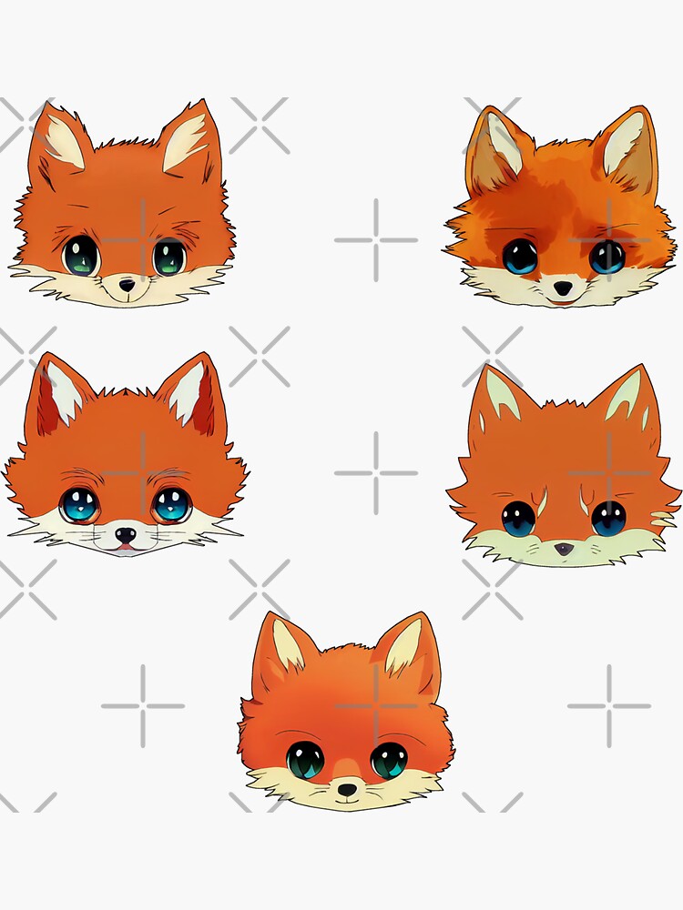 "Cute Fox Sticker Pack 1" Sticker for Sale by Okyo-Studios | Redbubble