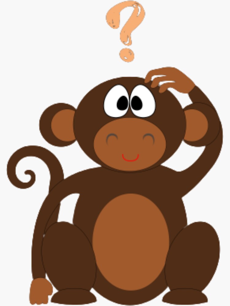 "Monkey is wondering" Sticker for Sale by benouakrim | Redbubble