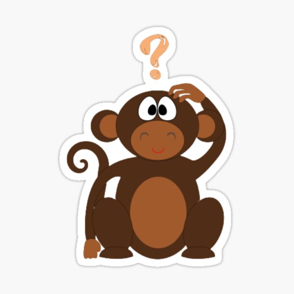 "Monkey is wondering" Sticker for Sale by benouakrim | Redbubble