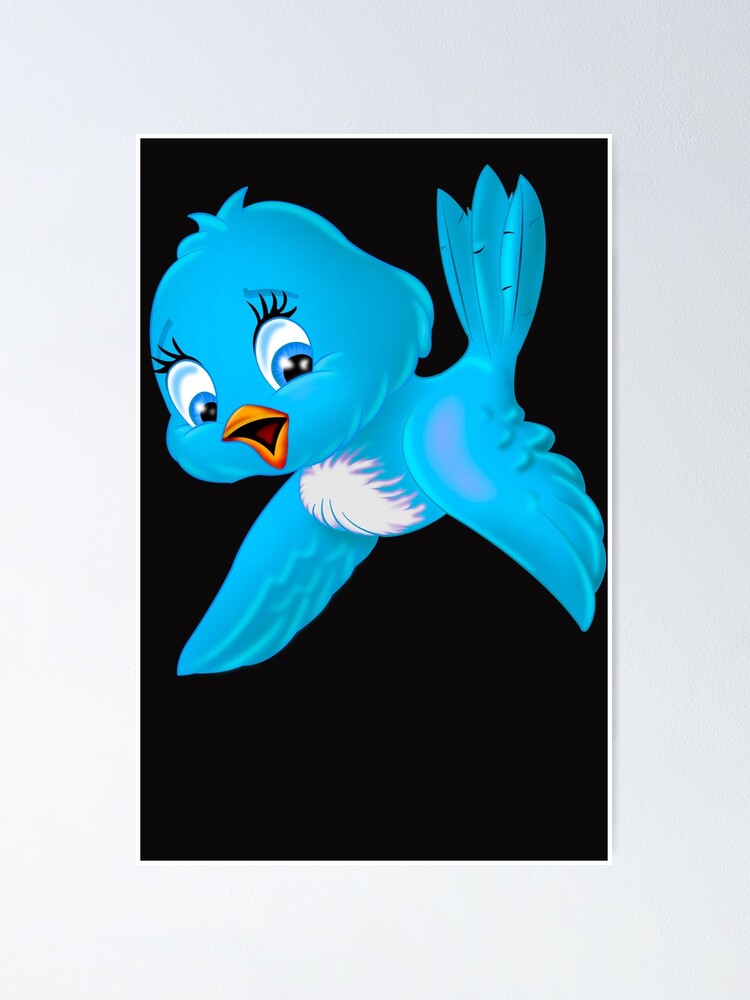 "Cute Blue Bird" Poster for Sale by Catchy-Hut | Redbubble
