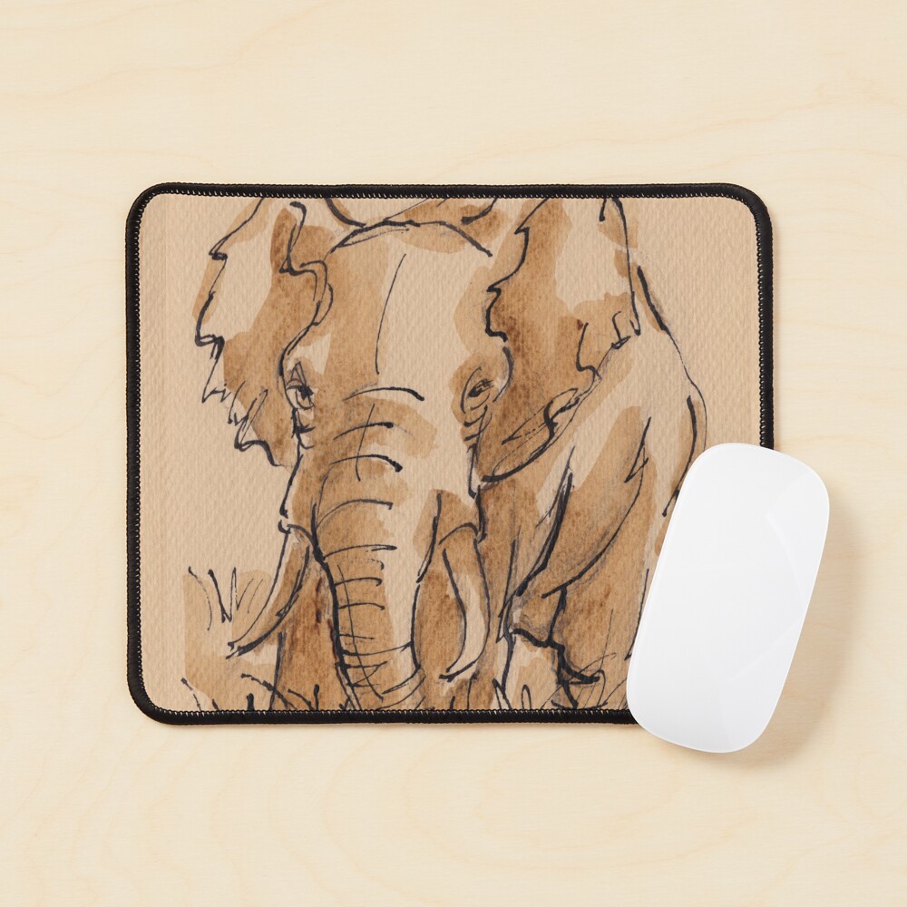 ""Pensive" Elephant Ink Wash Painting" Sticker for Sale by Rebecca Rees ...