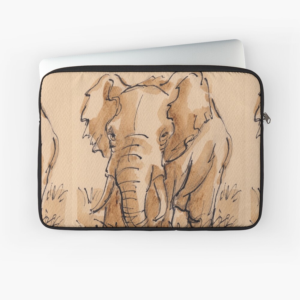 ""Pensive" Elephant Ink Wash Painting" Sticker for Sale by Rebecca Rees ...