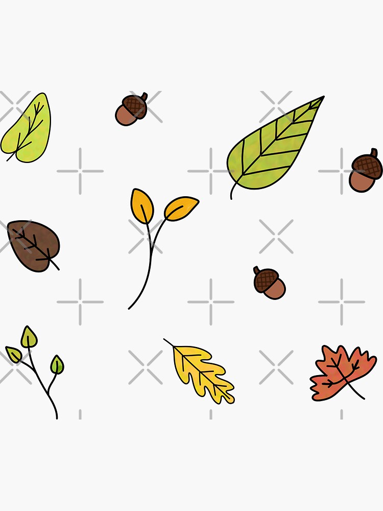 "Leaves and acorns. Autumn/ Fall pattern." Sticker for Sale by ...