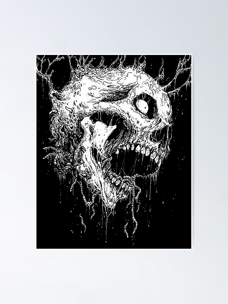 "Death Metal Skeleton Rotten Skull black white" Poster for Sale by ...