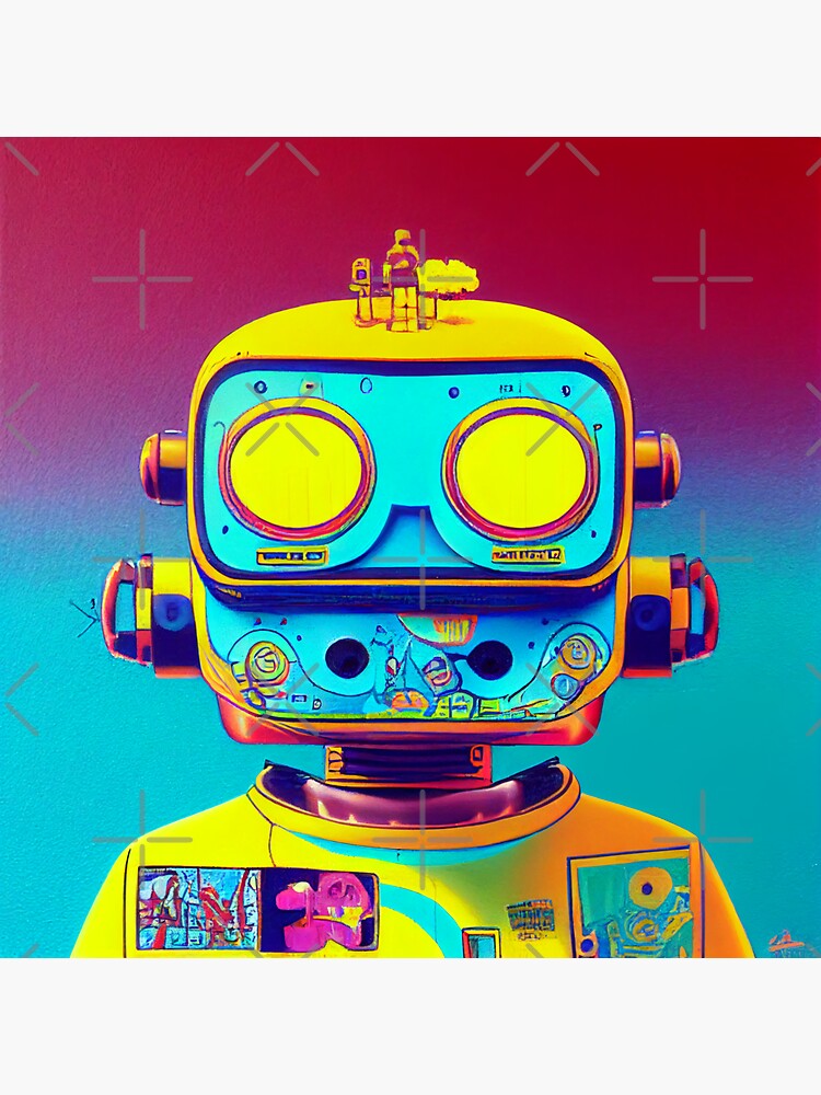 "Digital Art of a Retro Vintage 80's robot toy" Sticker for Sale by ...