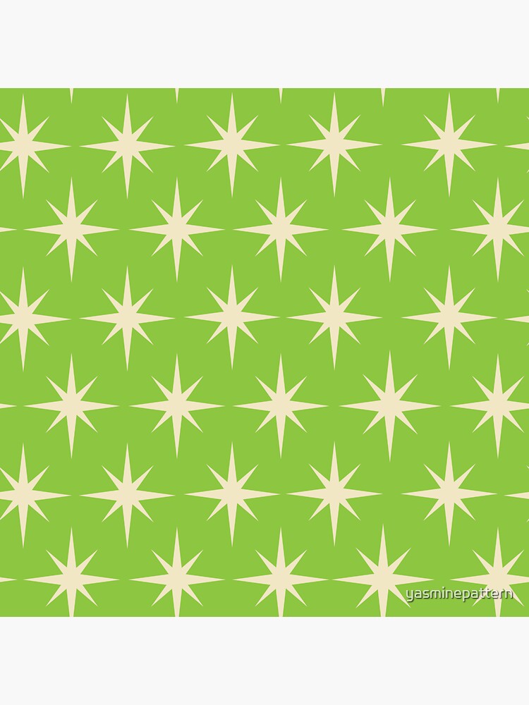 "Mid century modern white atomic star on lime green " Sticker for Sale ...
