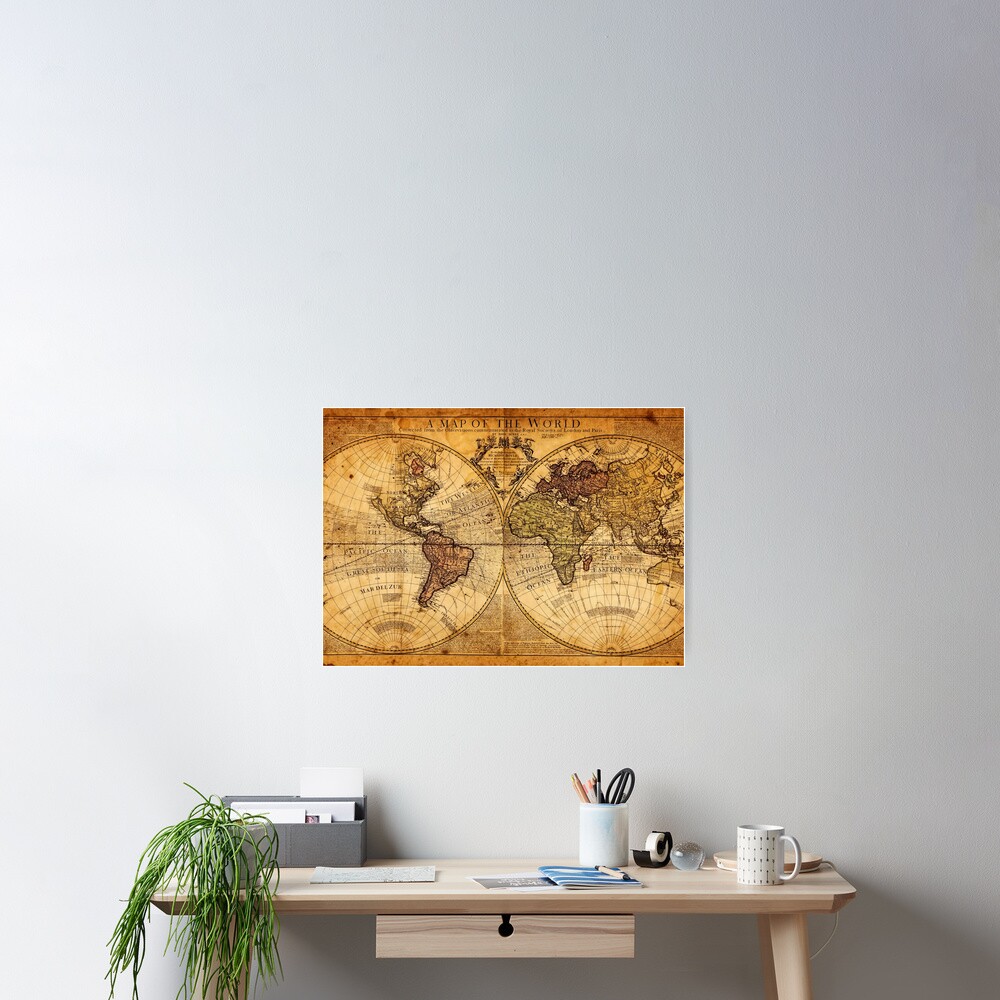 "A Map Of The World 1715" Poster for Sale by WSciArts | Redbubble