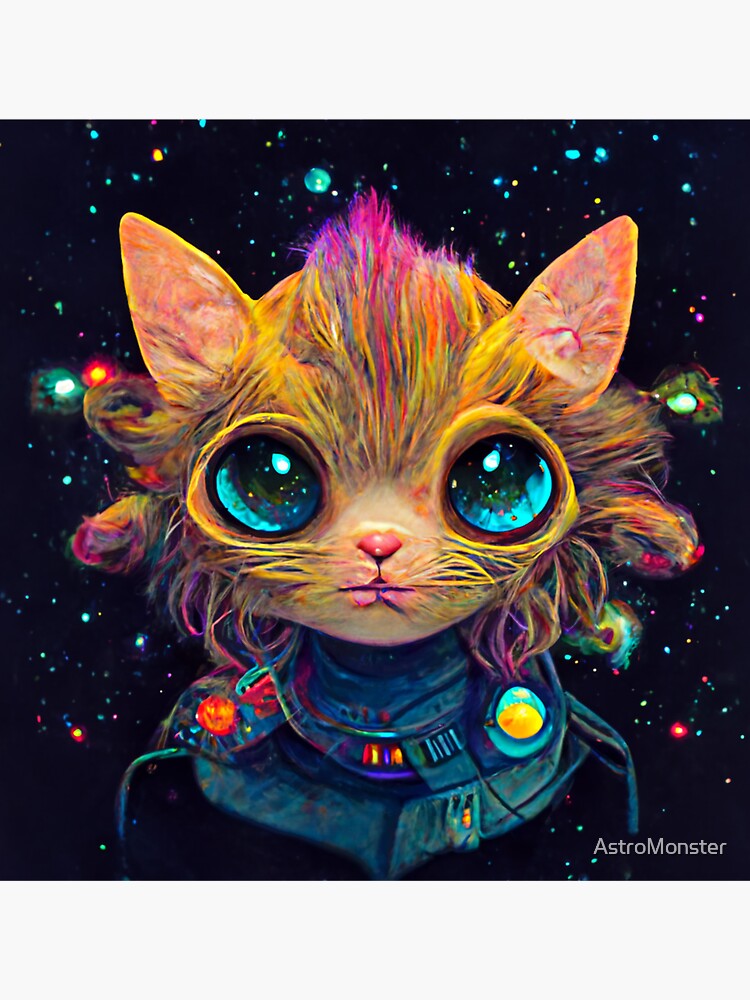 "Princess Mohawk Cat Cadet In Space Camp Astromonster" Sticker for Sale ...