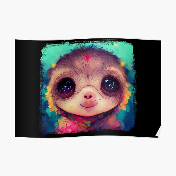 "Cute Sloth" Poster for Sale by fusion-aura | Redbubble