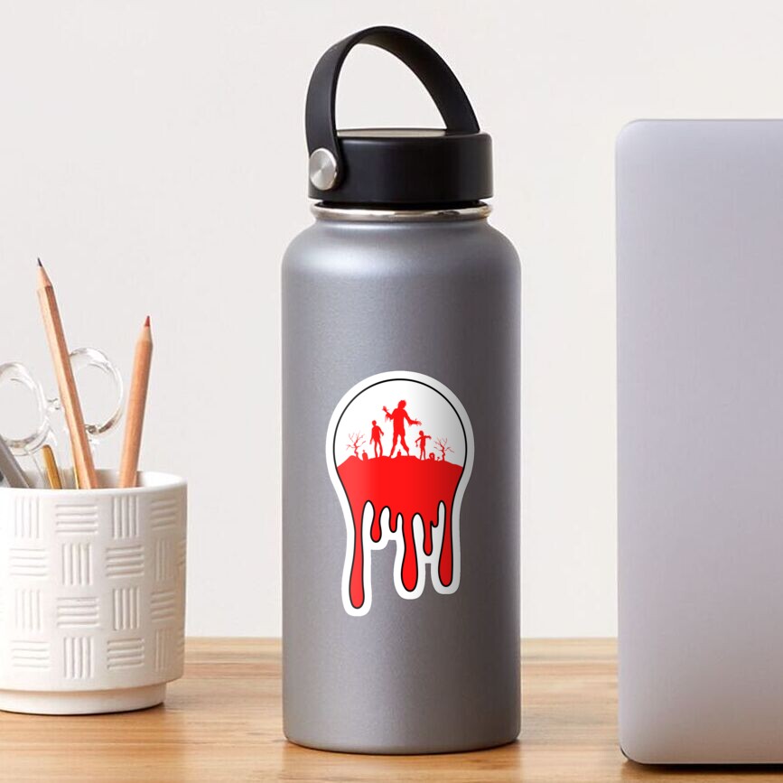 "Zombies marching with blood dripping effect - White" Sticker for Sale ...