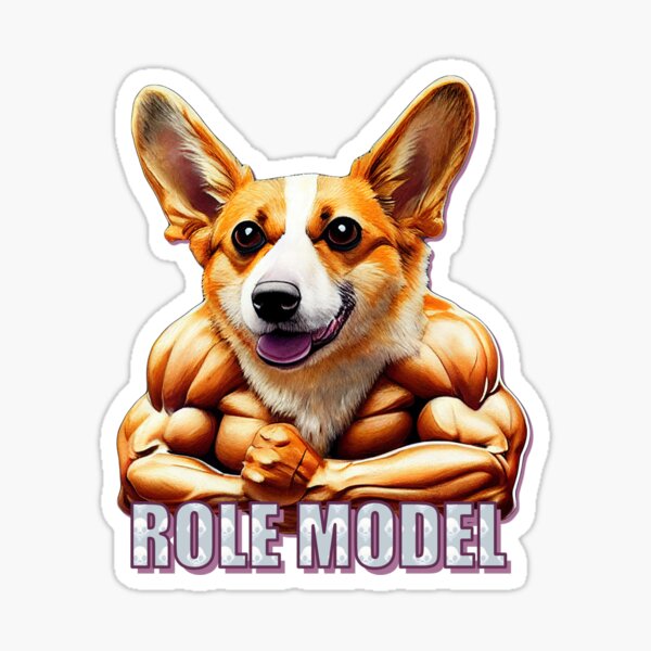 "Ripped Corgi, the Role Model" Sticker for Sale by SquidSkull | Redbubble