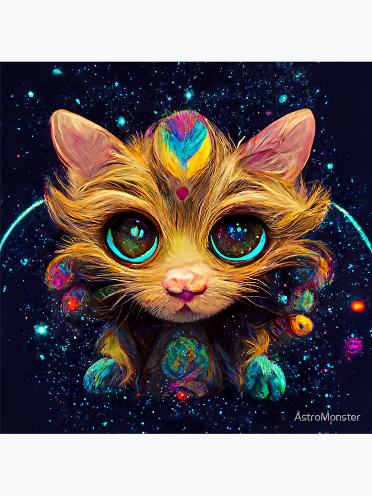 "Desi The Amazing Space Kitty In Space Astromonster" Sticker for Sale ...