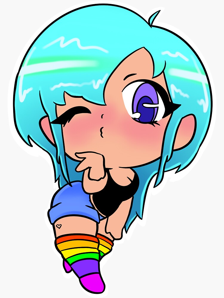 Lgbtq Girl Blue Hair Cute Chibi Sticker For Sale By Ooop See Redbubble