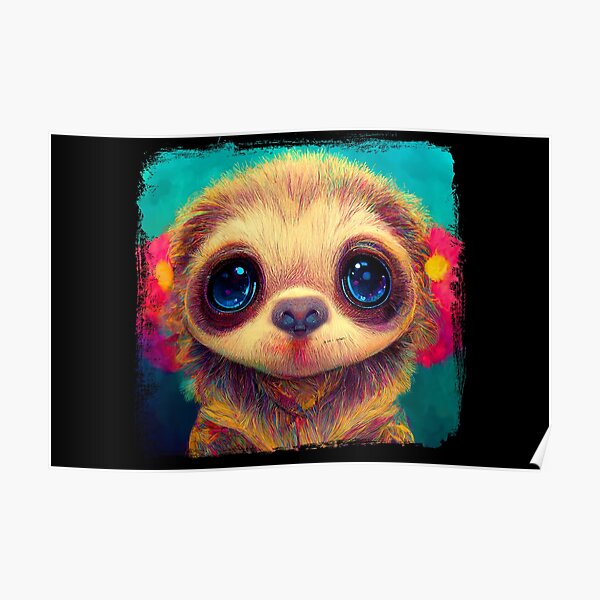 "Cute Sloth" Poster for Sale by fusion-aura | Redbubble