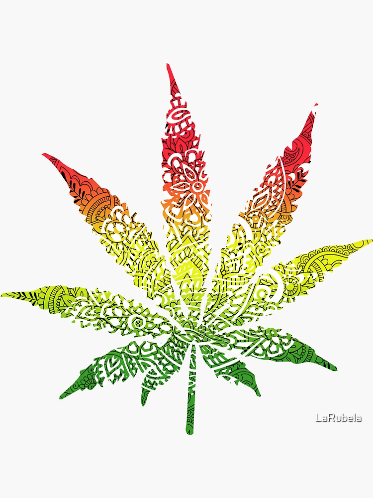 "Multi color Cannabis leaf" Sticker for Sale by LaRubela | Redbubble