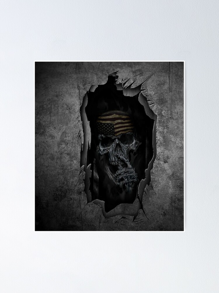 "Skull Silence And American Flag Classic Style Metal" Poster for Sale ...
