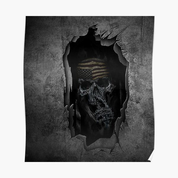 "Skull Silence And American Flag Classic Style Metal" Poster for Sale ...