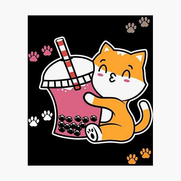 Cat Boba Tea Bubble Tea Anime Kawaii For Anime Lovers Photographic