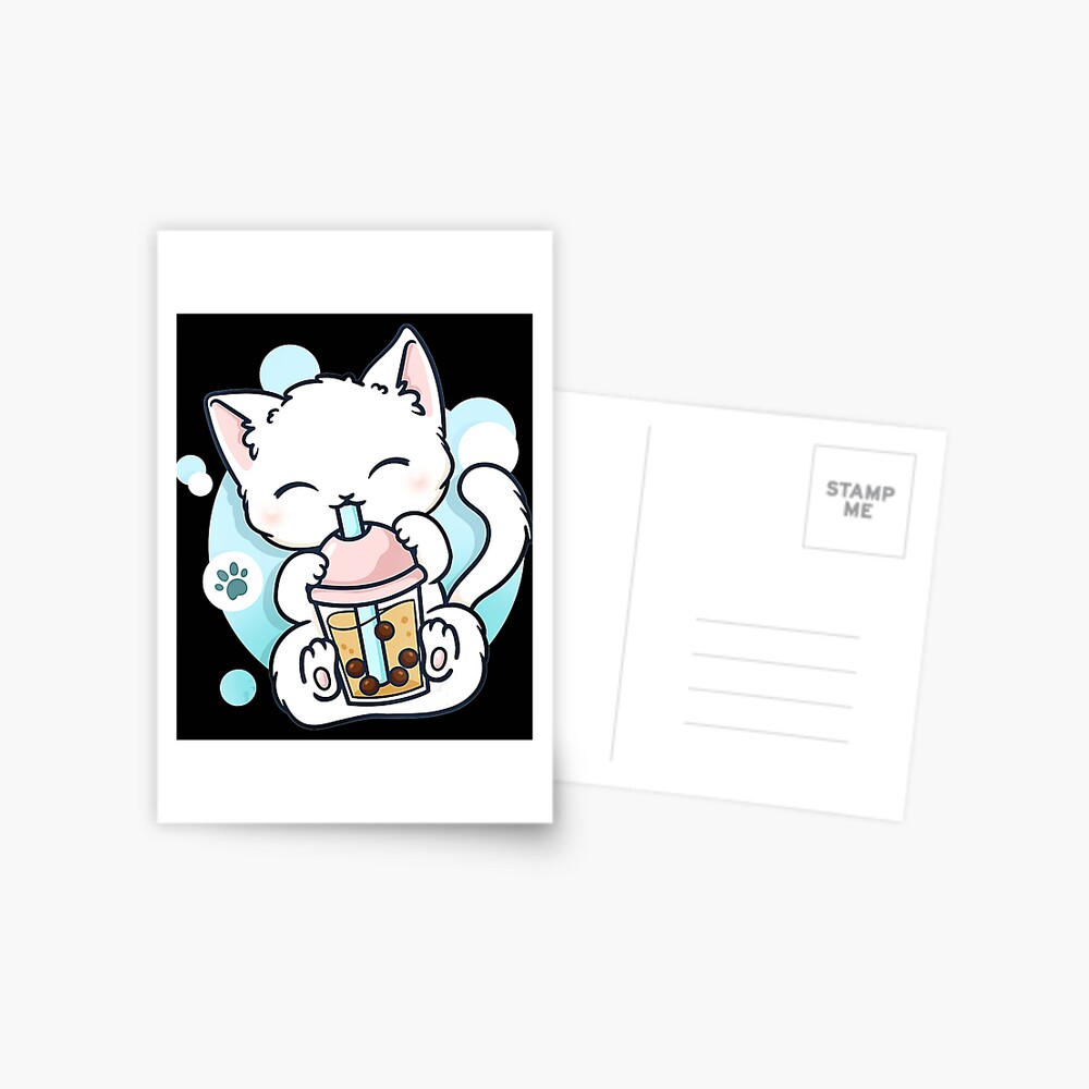 Cat Boba Tea Bubble Tea Anime Kawaii Japanese Girls Teenager