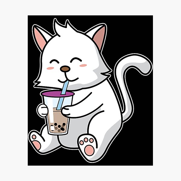 Cat Boba Tea Bubble Tea Anime Kawaii Neko Photographic Print For