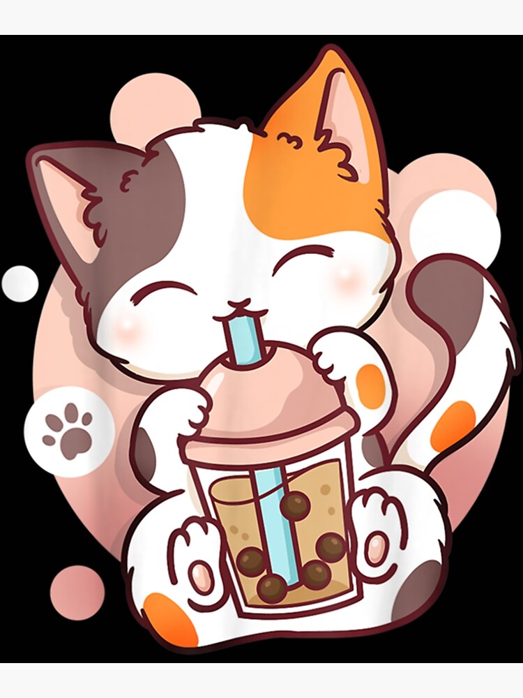 "Cat Boba Tea Bubble Tea Anime Kawaii Neko " Photographic Print for ...